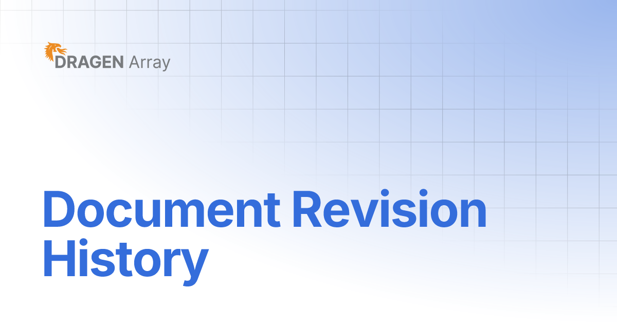 Document Revision History | DRAGEN Array v1.1 | DRAGEN Array